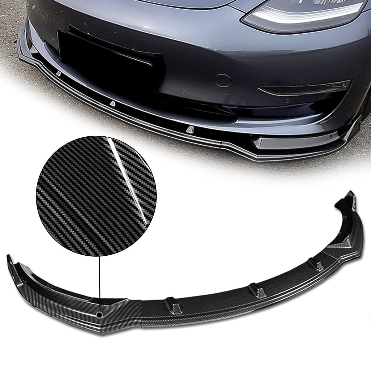 Universal 3 DNA MOTORING 3-Piece Front Bumper Lip W/ Vertical ...