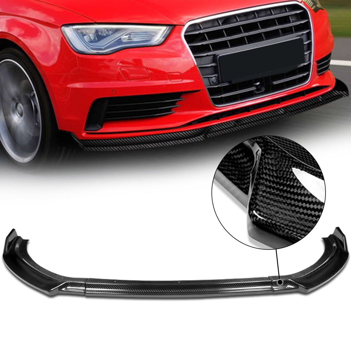 DNA Motoring 2-PU-686-R-RCF For 2017-2020 Audi A3/ S3 Gloss Black ...