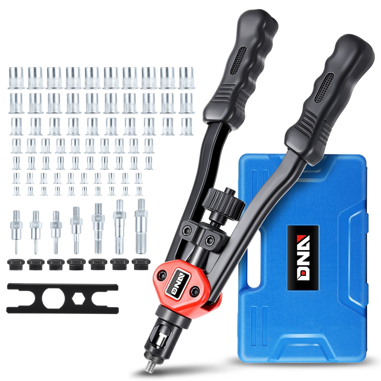 DNA Motoring 3-in-1 Heavy Duty 13" Wrench SAE Mandrels Metric Rivet Nut ...