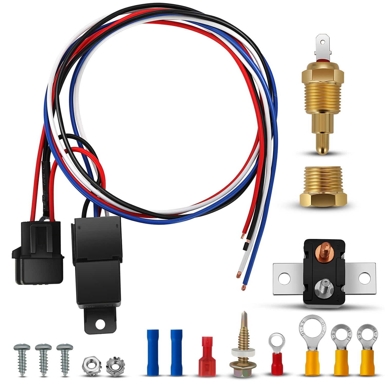 DNA Motoring 40 AMP Electric Radiator Fan Relay Kit Thermostat Temp ...