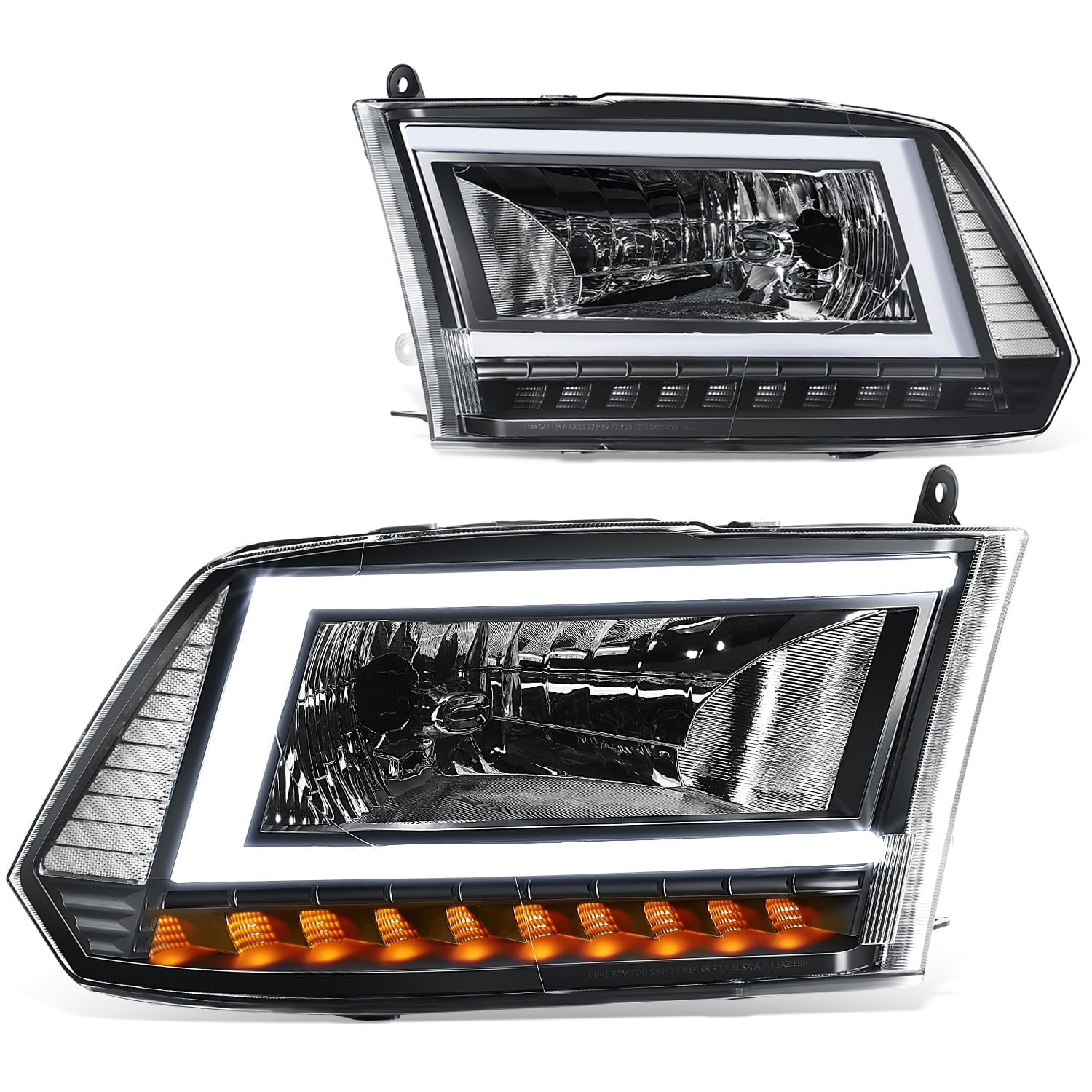 DNA Motoring C-LED DRL DRL Sequential Signal Headlights for 09-14 RAM ...