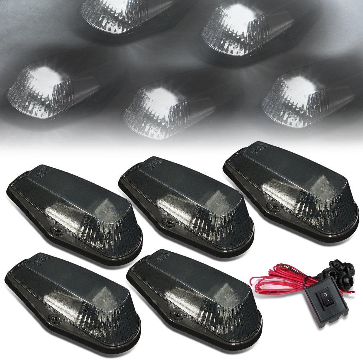 DNA Motoring CBL-F15080-SM-W LED Cab Roof Top Marker Lights X 5 with ...