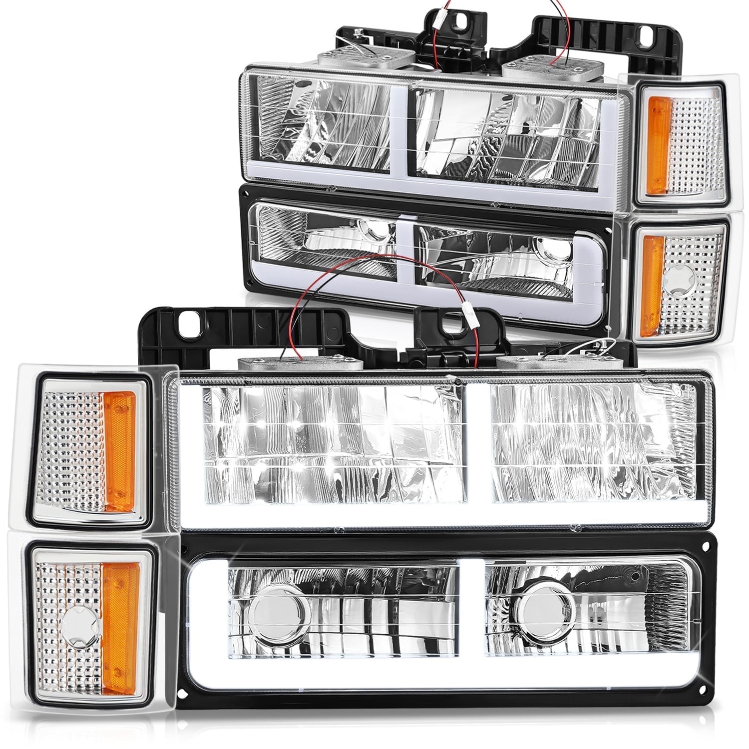 DNA Motoring For 94-98 Chevy C10 C/K 1500 LED DRL Headlight Bumper ...