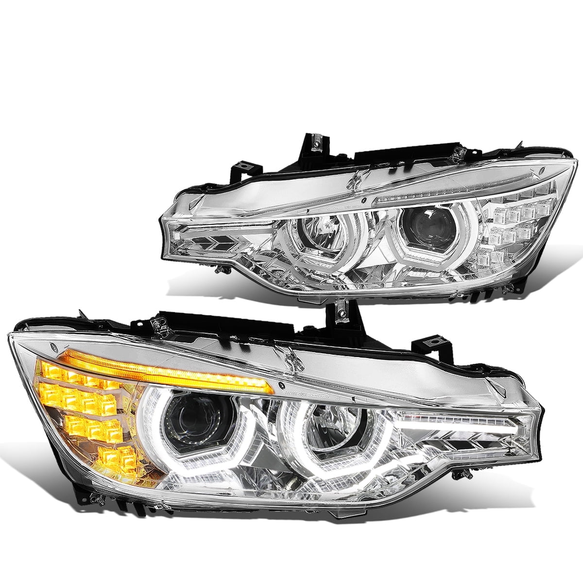 Crystal U-Halo Projector Headlight with 3D LED Turn Signal for 12-16 ...
