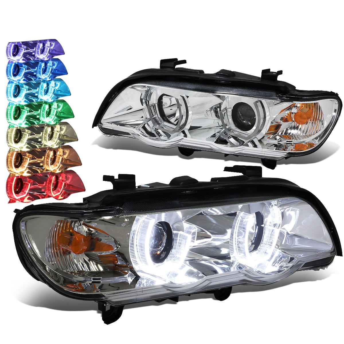 DNA Motoring HL-3D-X500-CH-7C For 2000 to 2003 BMW E53 X5 Dual 3D LED ...