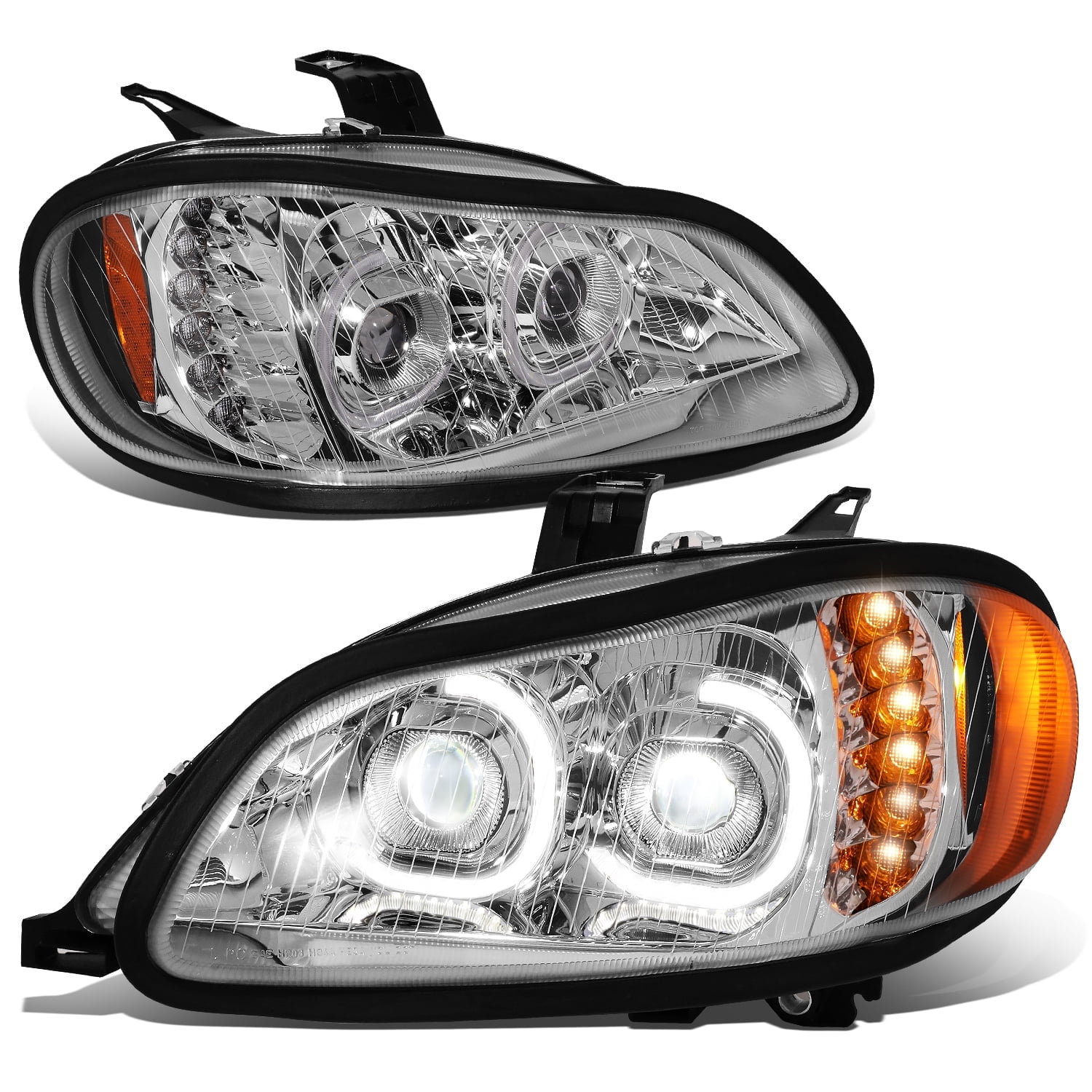 DNA Motoring LED DRL Turn Signal Projector Headlights for 2003-2019 Freightliner M2 106 112 ...