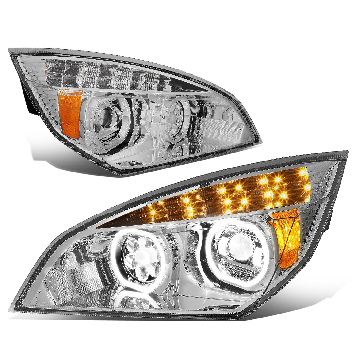 DNA Motoring HL-HAY-018-CH For 2018-2021 Freightliner Cascadia Dual LED ...