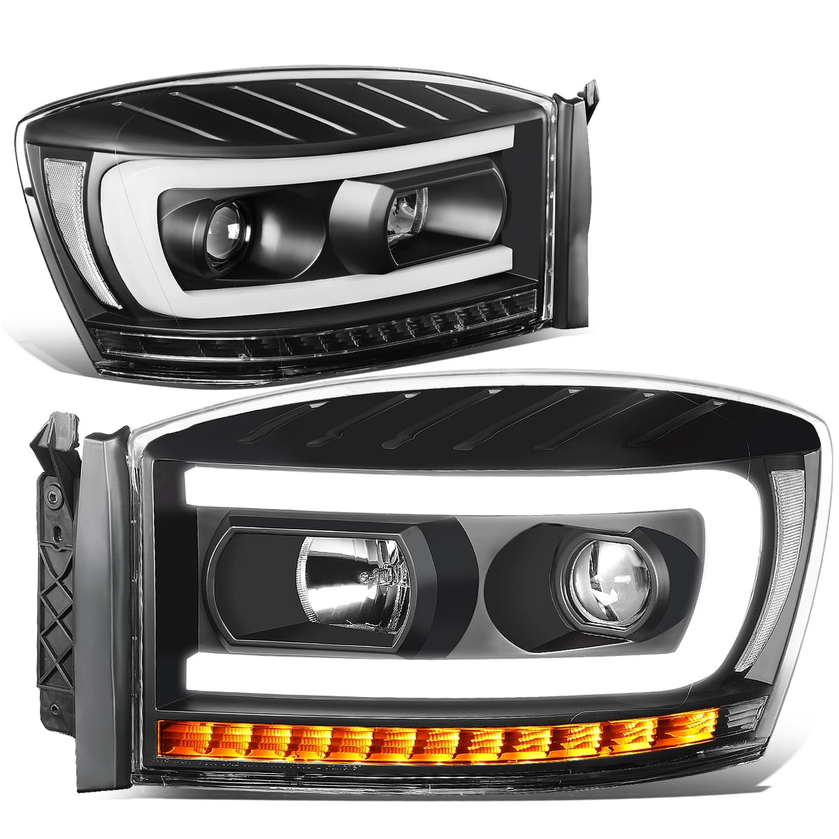 DNA Motoring HL-HPL-RM06-G-BK-CL1 For 2006 to 2009 Dodge Ram Truck 1500 ...