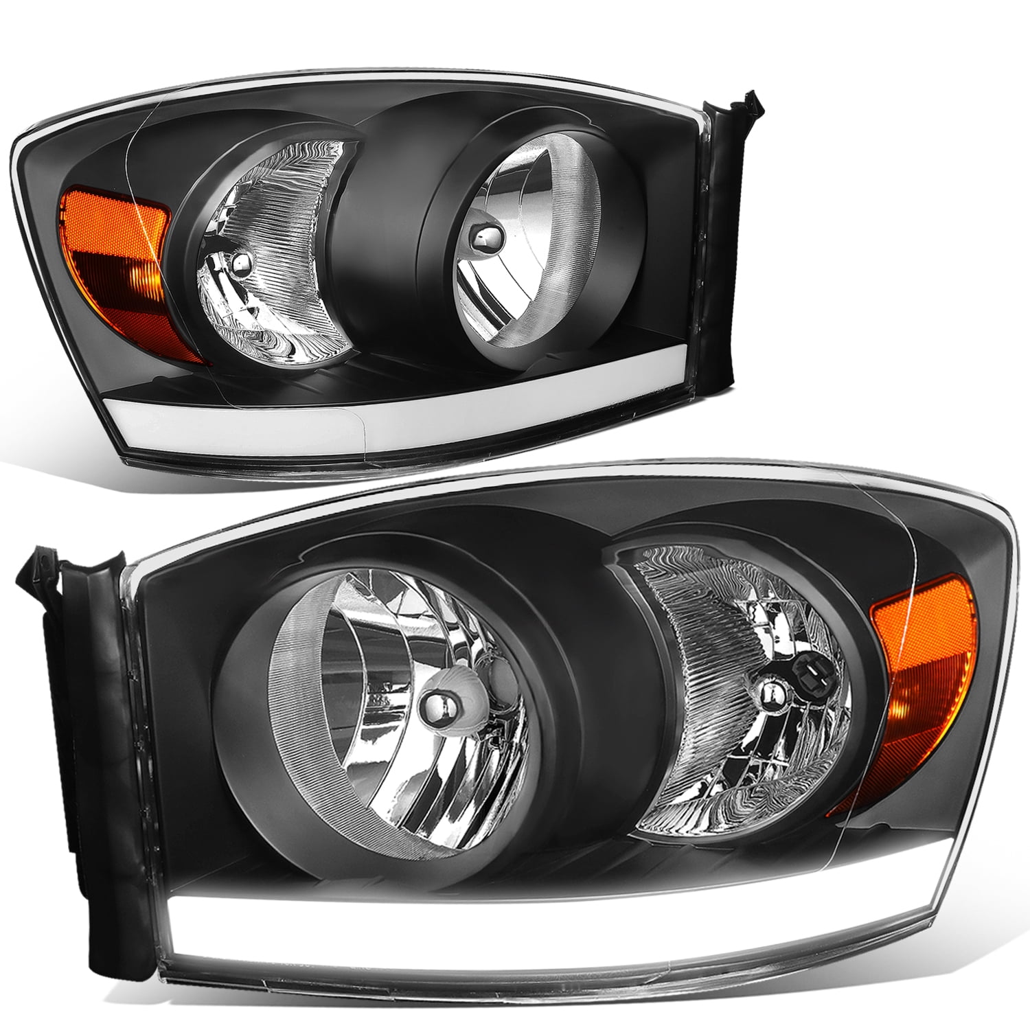 DNA Motoring HL-LB-DR06-BK-AM For 2006 to 2009 Dodge Ram 1500 2500 LED ...
