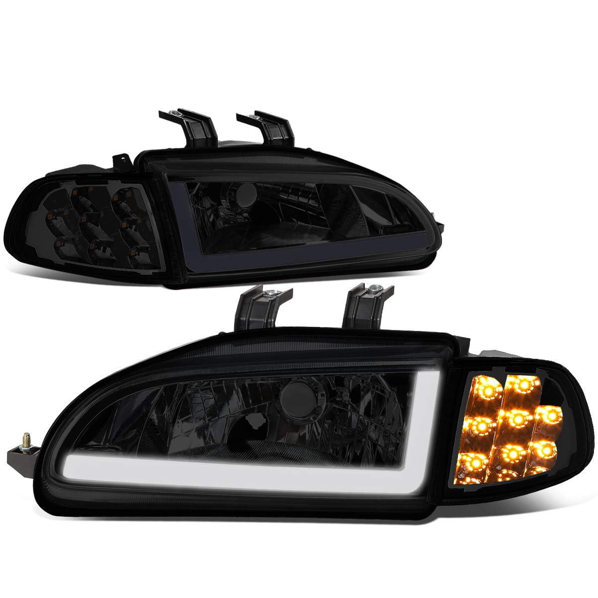 DNA Motoring HL-LB-HC922D-SM-CL1 LED CM31 DRL+Turn Signal Headlight ...