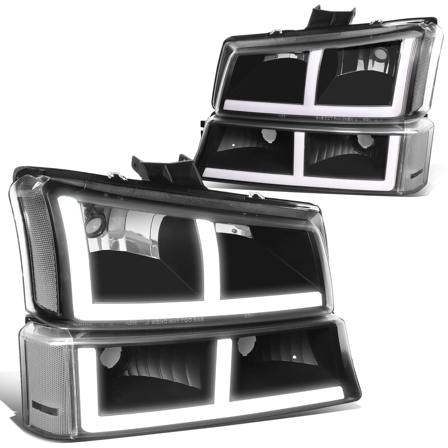 DNA Motoring HL-LB4-CSIL03-BK-CL1 Black Clear F-LED DRL Headlight ...