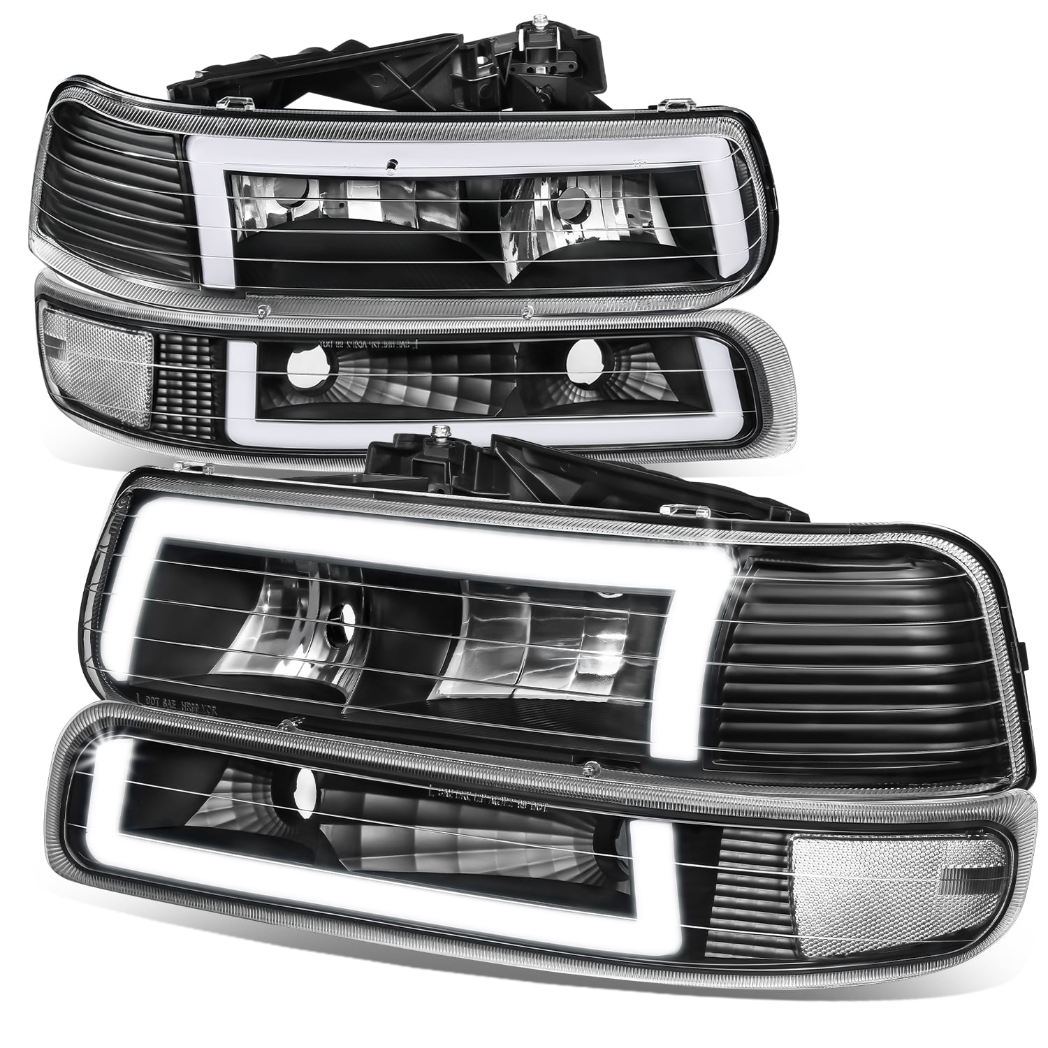 DNA Motoring HL-LB5-CSIL99-BK-CL1 For 1999-2006 Silverado Suburban ...