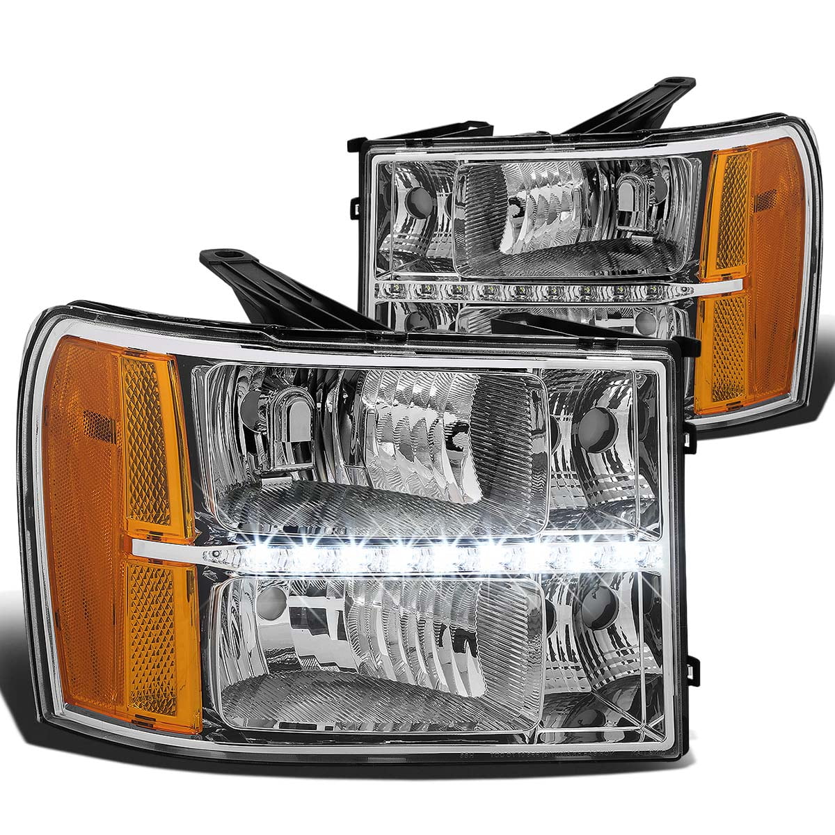 DNA Motoring LED DRL Light Bar Headlight for 2007-2013 GMC Sierra 1500 ...