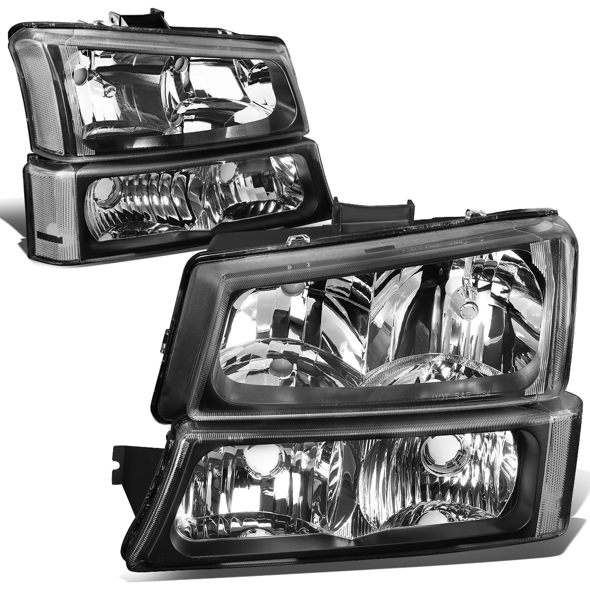 DNA Motoring HL-OH-CS03-4P-BK-CL1 For 2003 to 2006 Chevy Silverado Avalanche 4Pcs Headlight ...