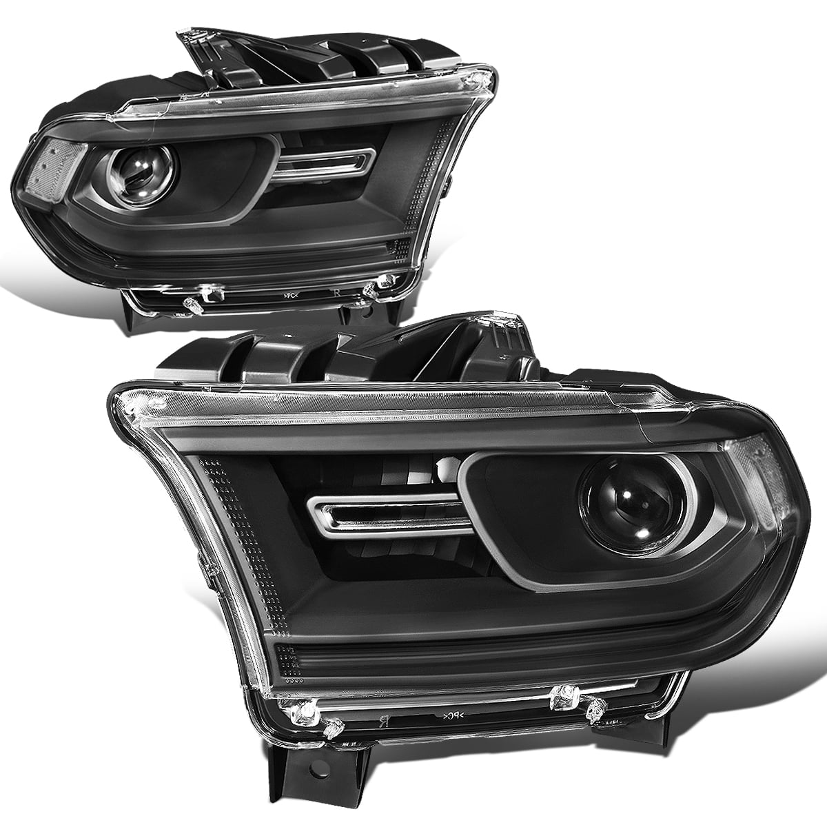 DNA Motoring HL-OH-DDUR14-BK-CL1 For 2014 to 2020 Dodge Durango Pair Factory Style Projector ...