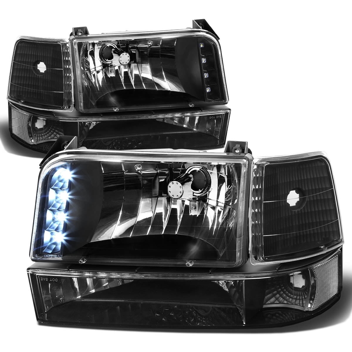 DNA Motoring For 92-96 Ford F150 F250 F350 Bronco LED DRL Headlight ...