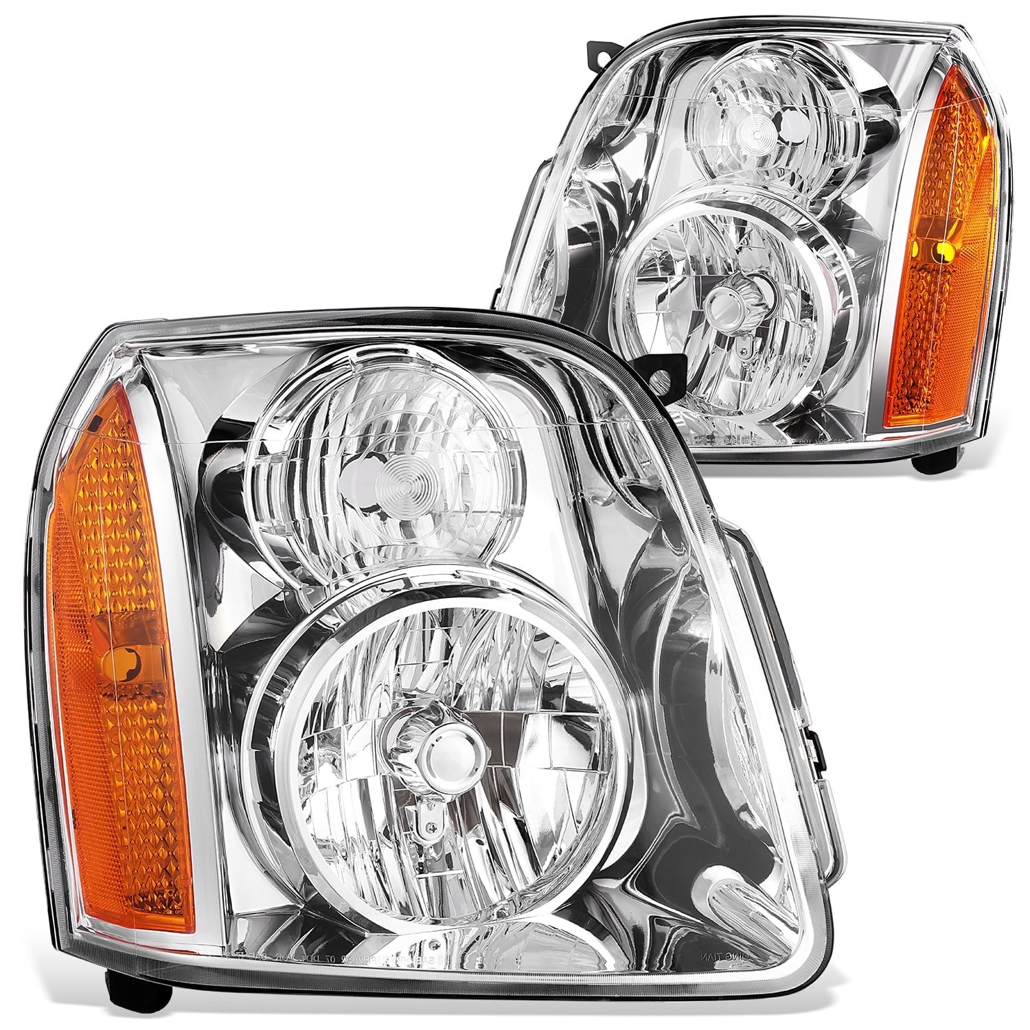 DNA Motoring Headlights for 07-14 GMC Yukon XL, Chrome Housing Amber ...