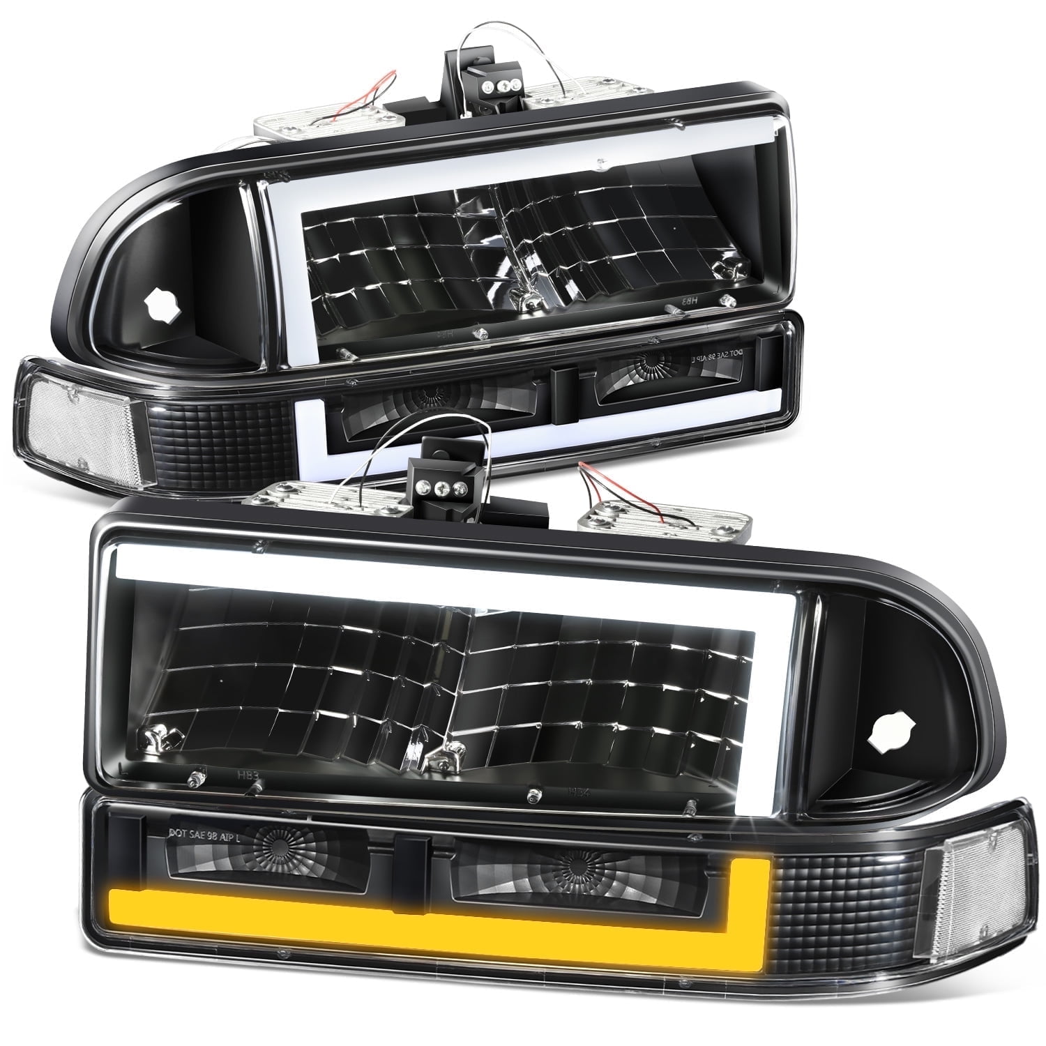 DNA Motoring LED Switchback Headlights Lamp Set for 1998-2004 Chevy ...