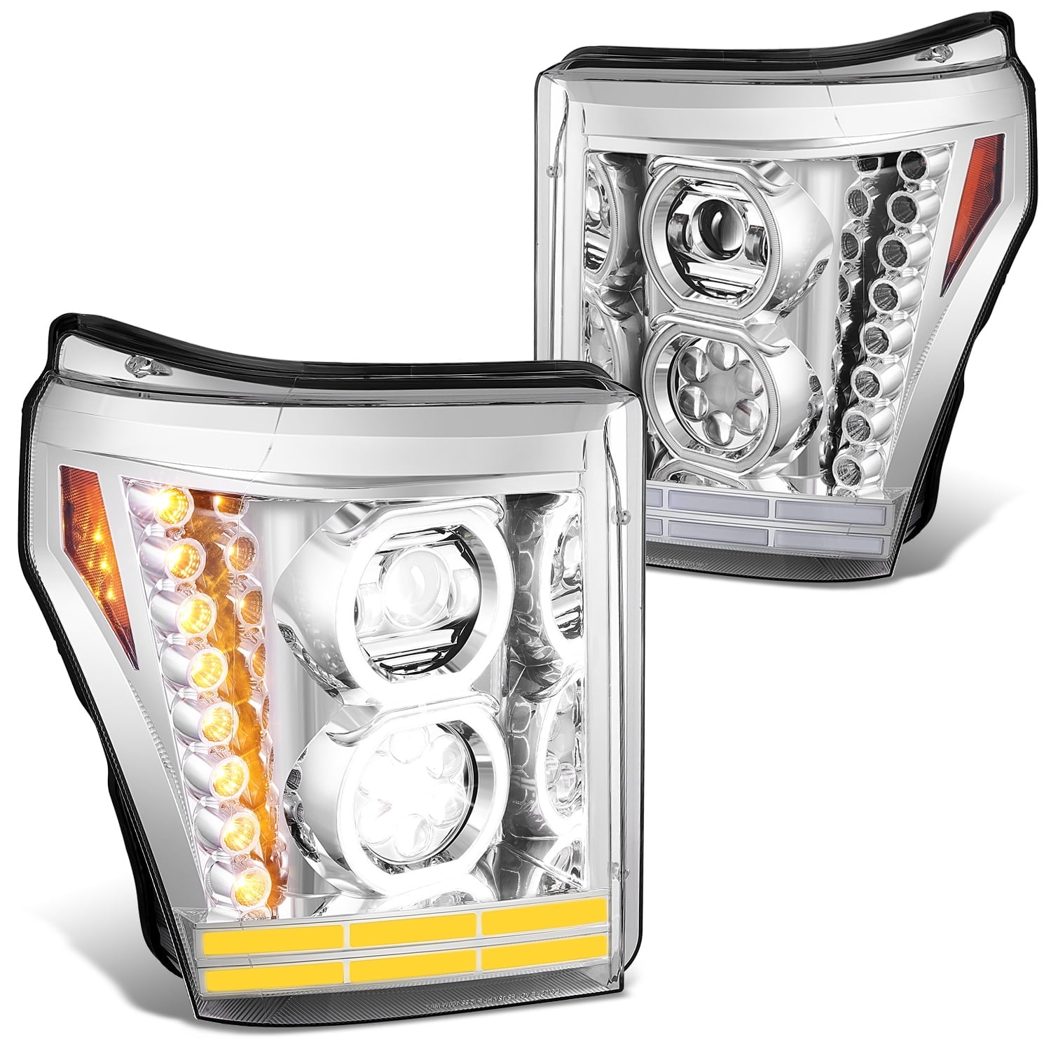 DNA Motoring LED Projector Headlights for 11-16 Ford F-250 SD, Chrome ...