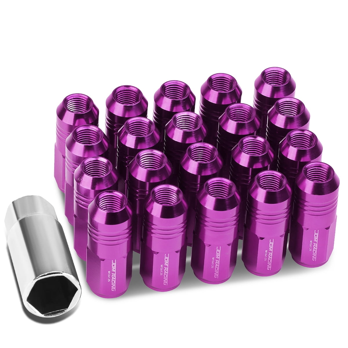 DNA Motoring Close-End Aluminum Purple 20 Lug Nuts Set+Adapter M12X1.25 ...