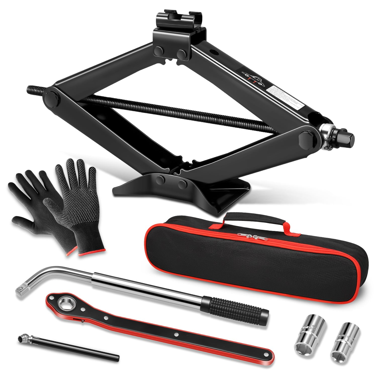 DNA Motoring Labor-Saving 2 Ton Scissor Lift Jack Car Tool Kit Ratchet ...