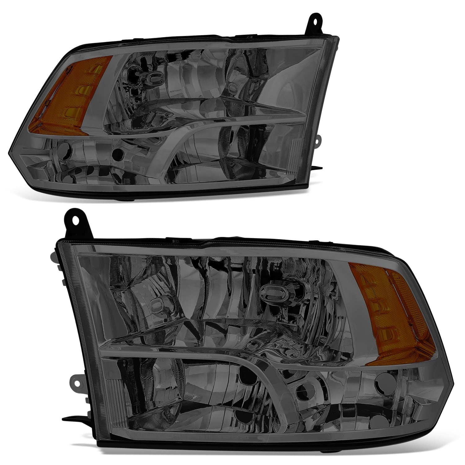 DNA Motoring Reflector Headlights for 09-12 Dodge RAM 1500-3500, Smoked ...
