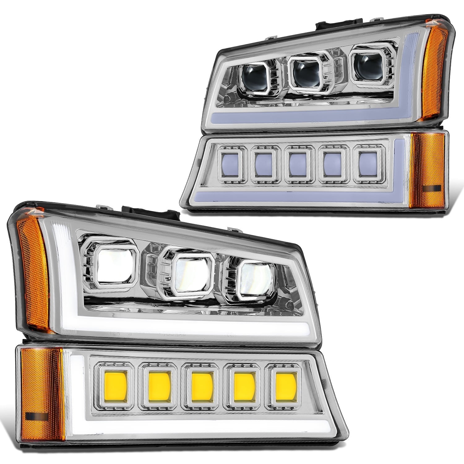 DNA Motoring Sequential LED DRL Projector Bumper Headlights for 03-06 ...