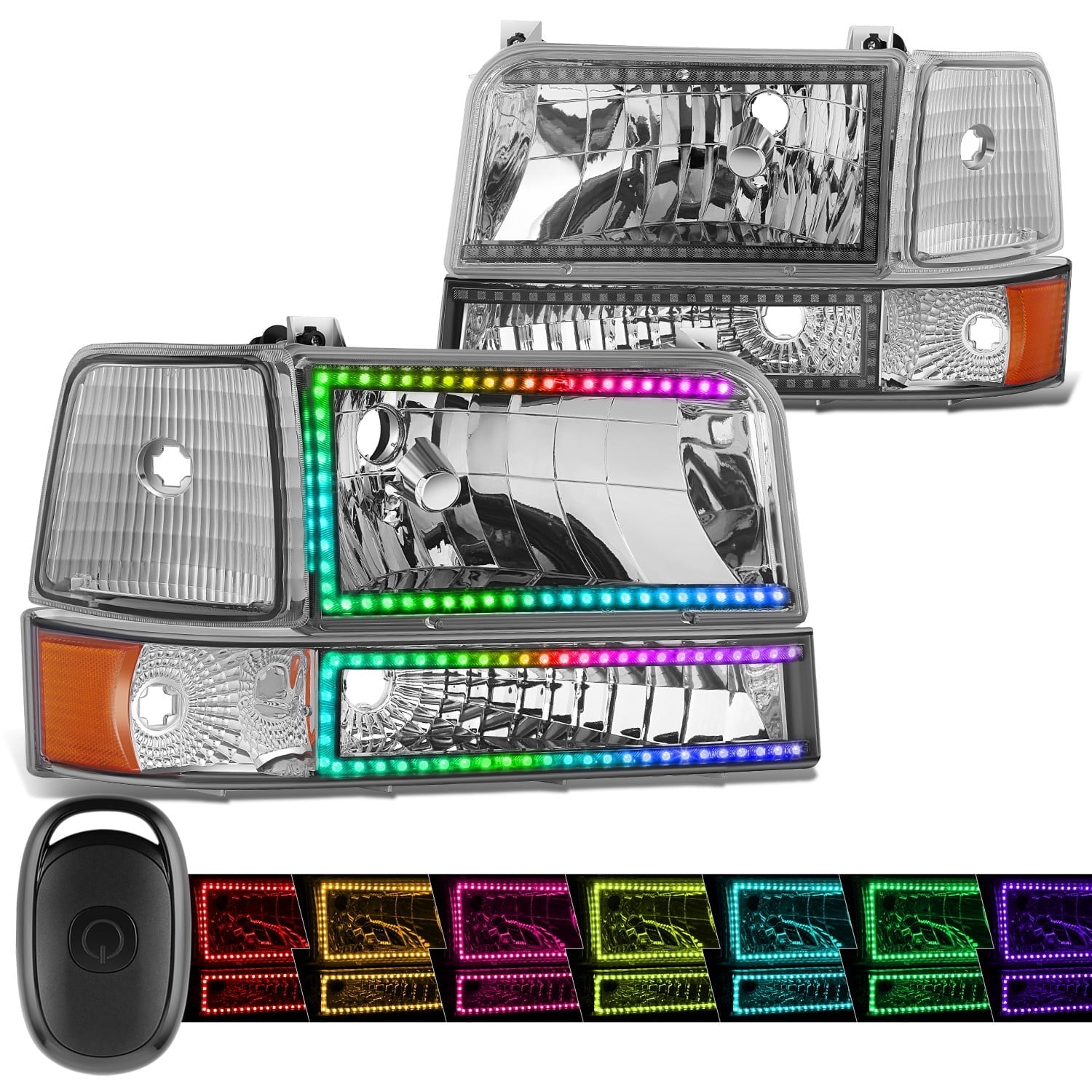 DNA Motoring Sequential RGB LED DRL Headlight Bumper Lamps for 92-96 ...