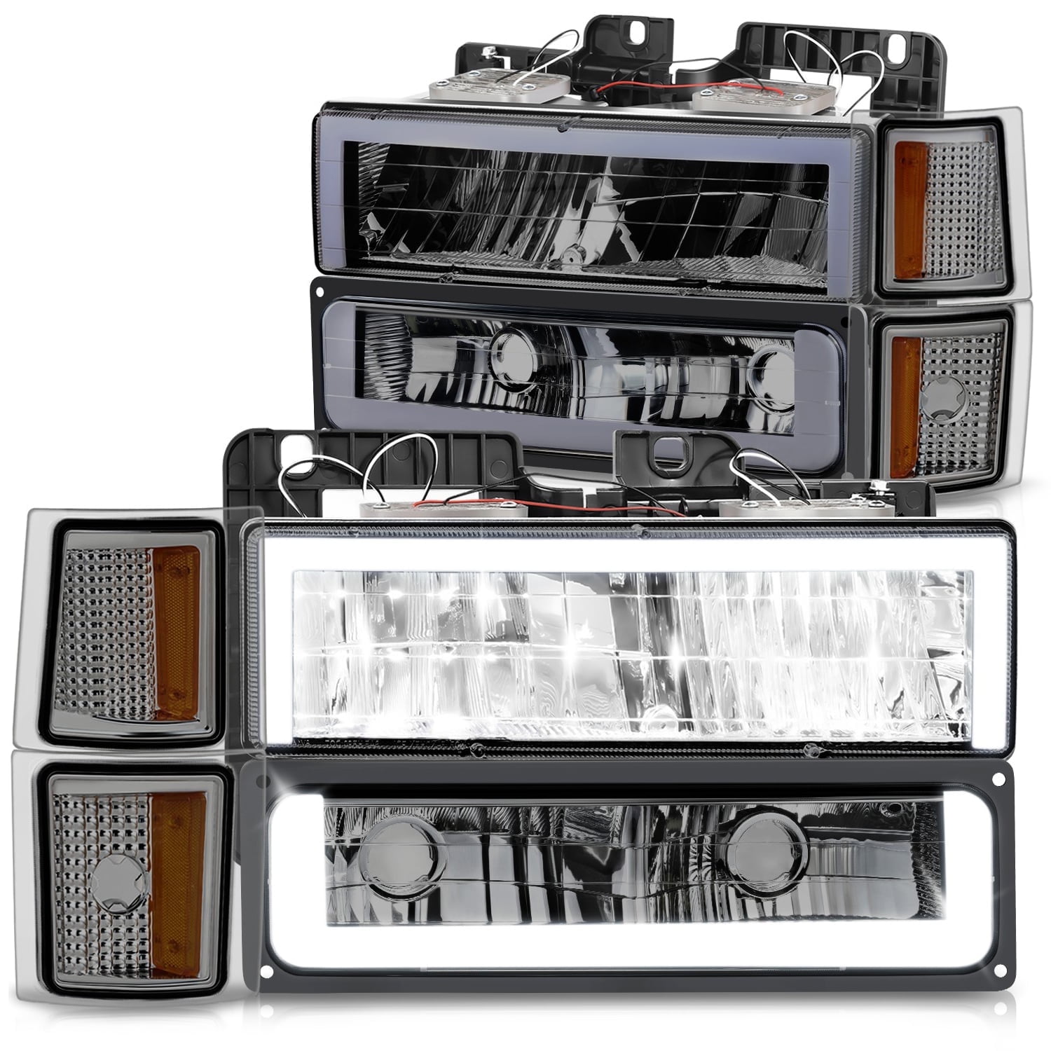 DNA Motoring For 94-98 Chevy C10 C/K 1500 2500 LED DRL Headlights ...