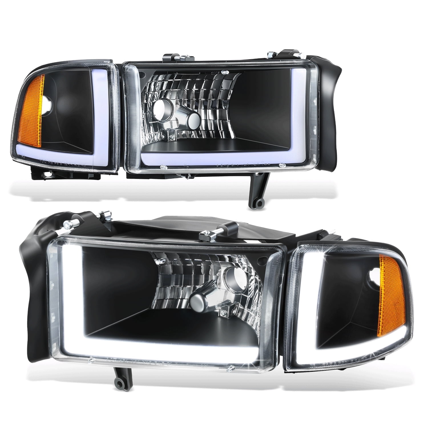 DNA Motoring Switchback L-Shape Headlights for 94-02 Dodge Ram 1500 ...