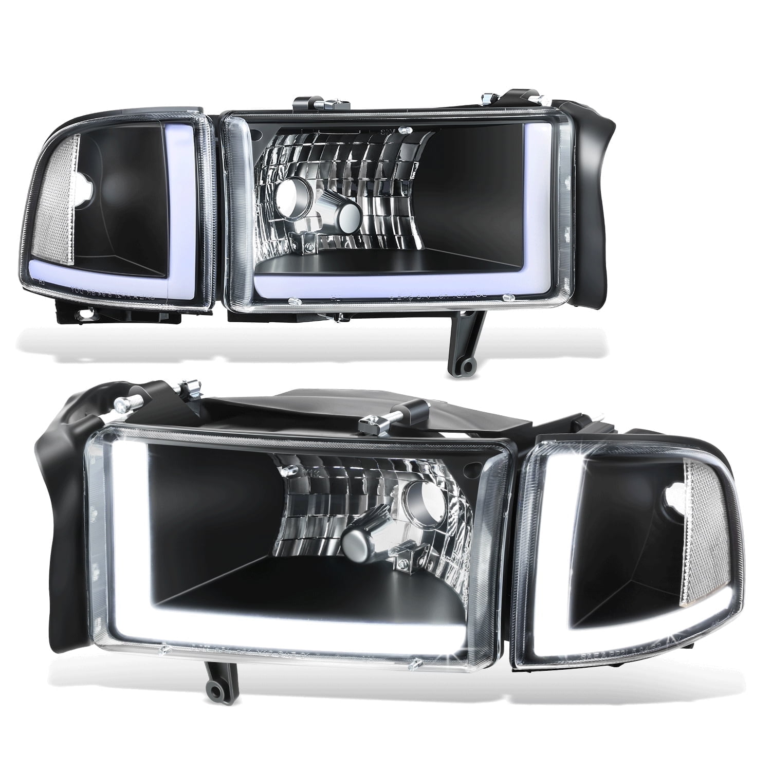DNA Motoring Switchback L-Shape Headlights for 94-02 Dodge Ram 1500 ...