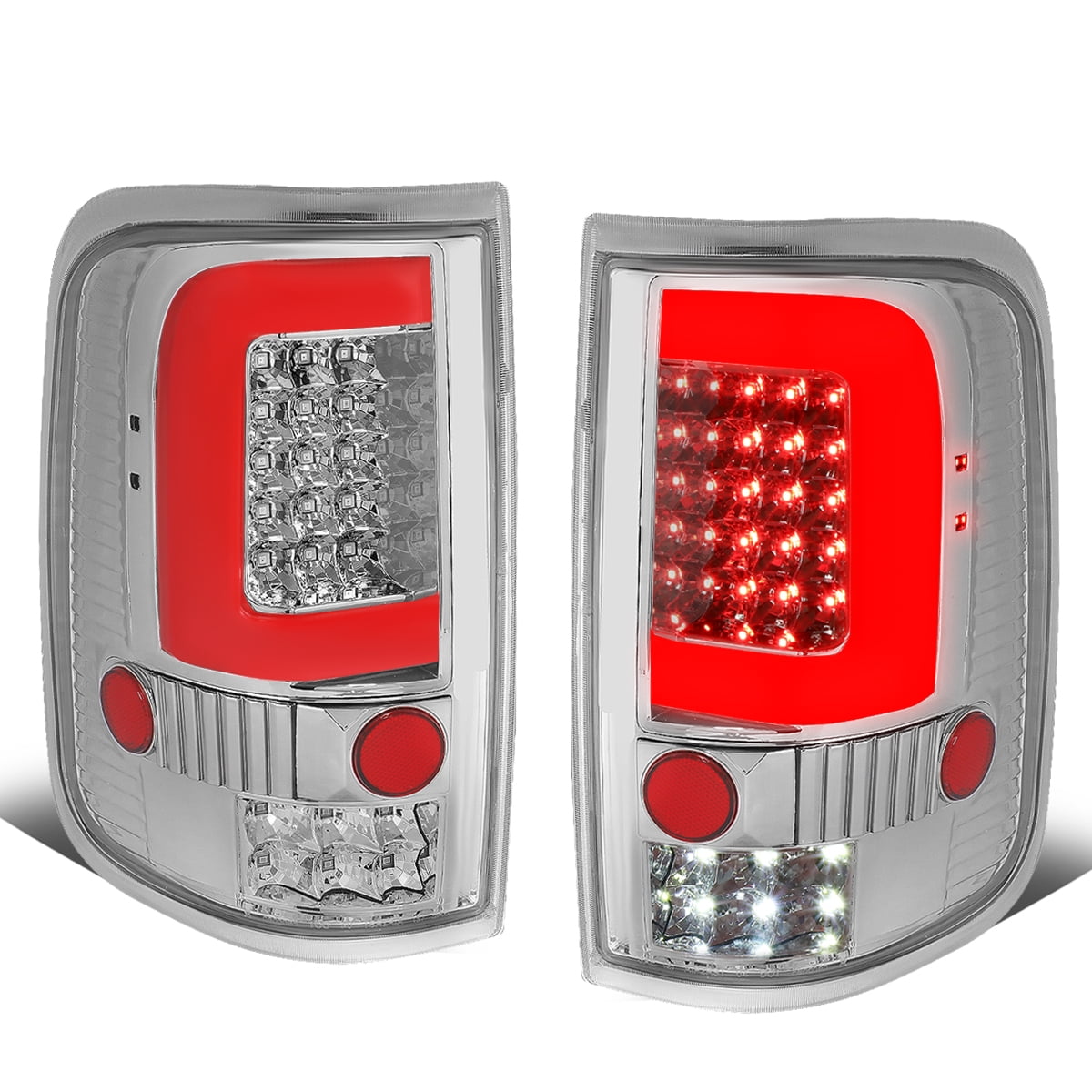 DNA Motoring TL-F15004-LED-RD3D-CH-G2 For 2004 to 2008 Ford F150 / Lobo ...