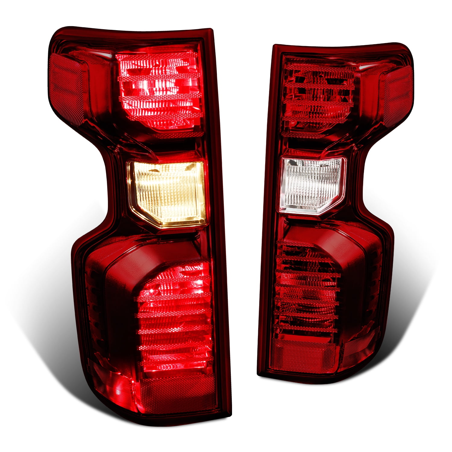 DNA Motoring TL-ZTL-007-DKR For 2019-2023 Chevy Silverado Dark Red Lens Tail Light Brake Lamps ...