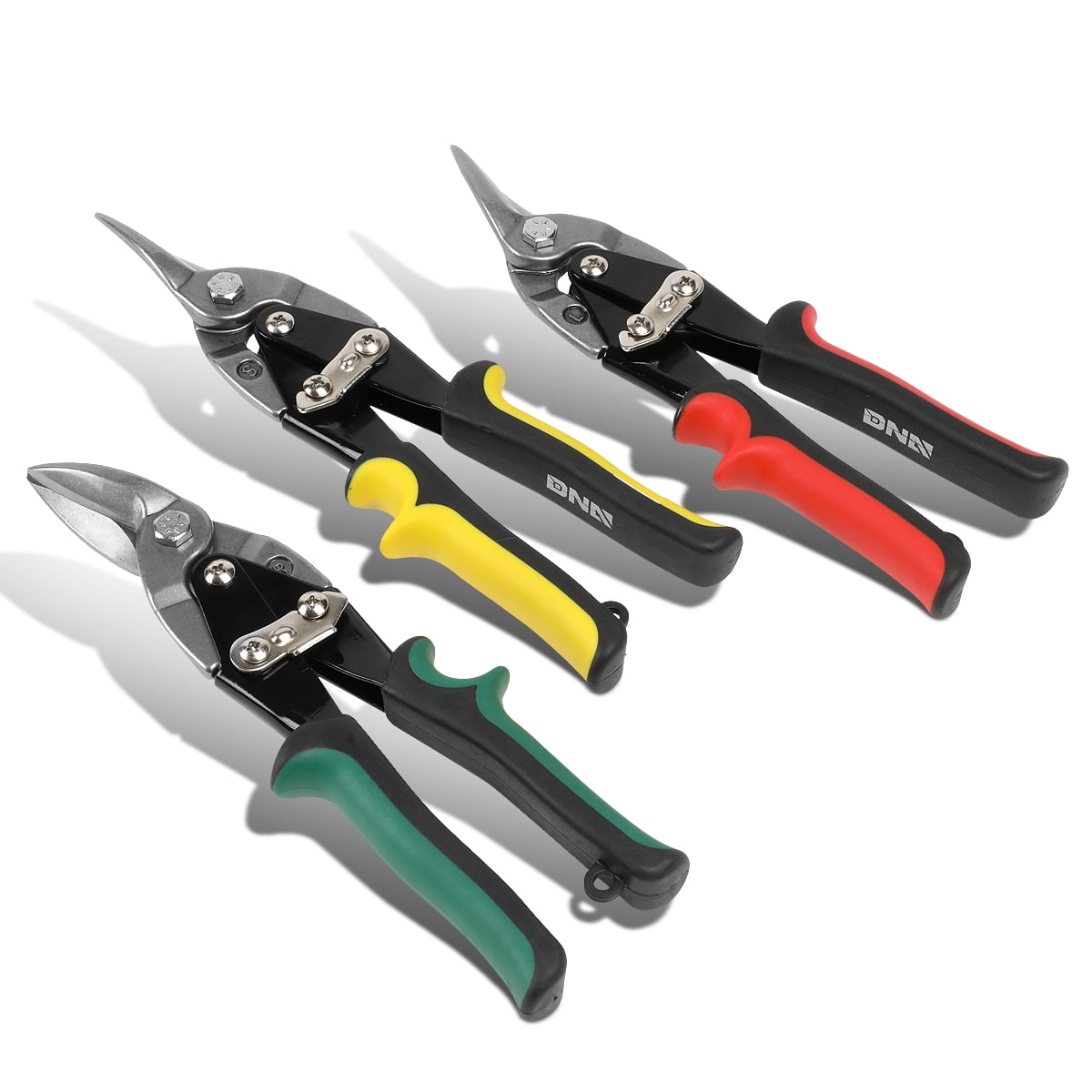 "DNA Motoring Heavy Duty Steel Tin Snips Set with Lock, 10"" Serrated ...