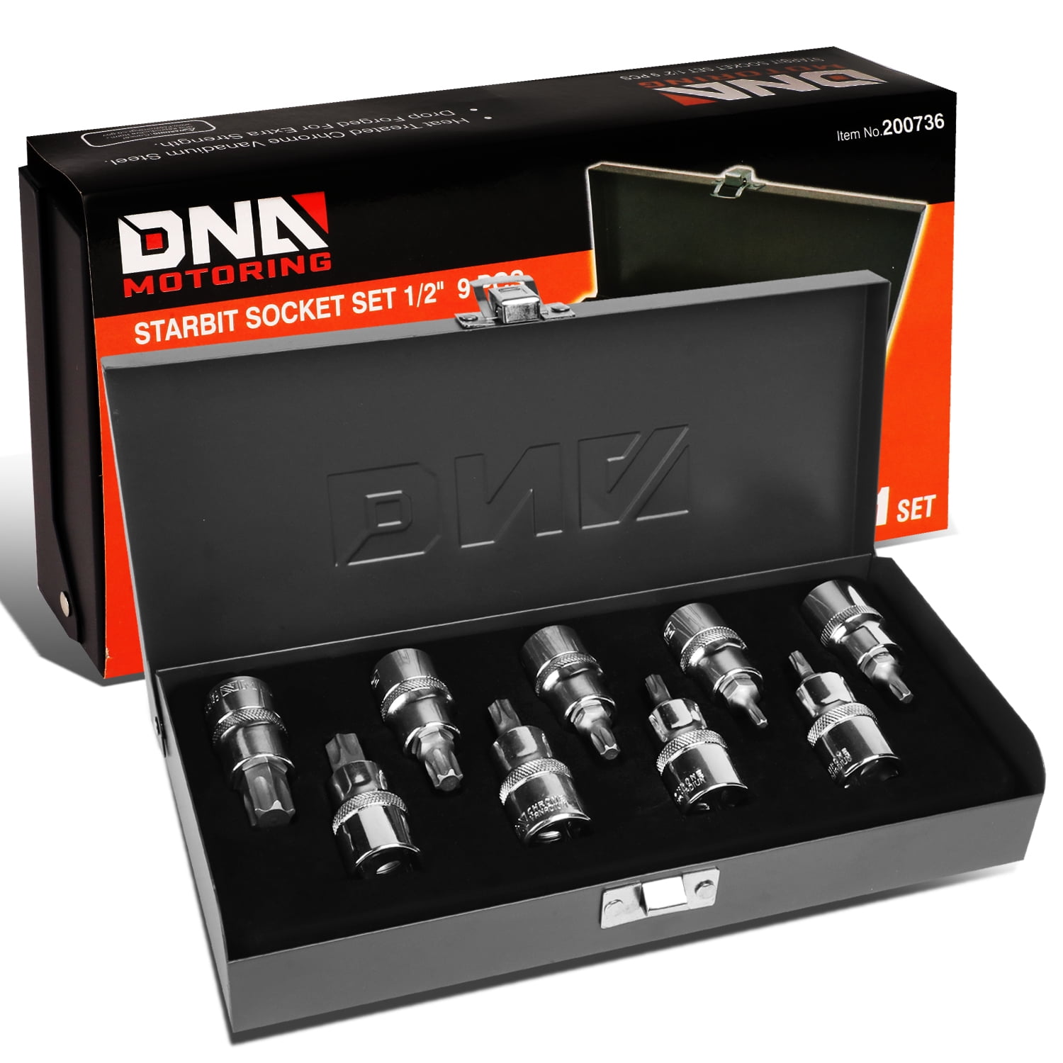 DNA Motoring TOOLS-00135 9Pcs Chrome Vanadium Steel 1/2" Drive Internal ...