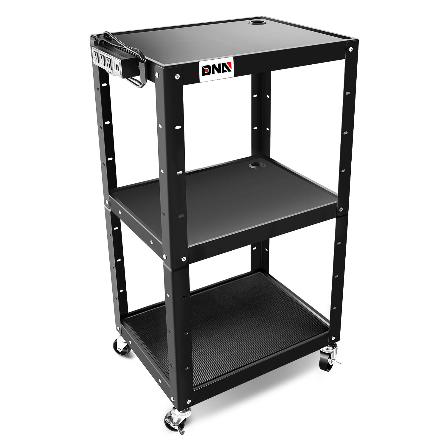DNA Motoring TOOLS-00136 Black Steel Height Adjustable 3-Layer Media ...