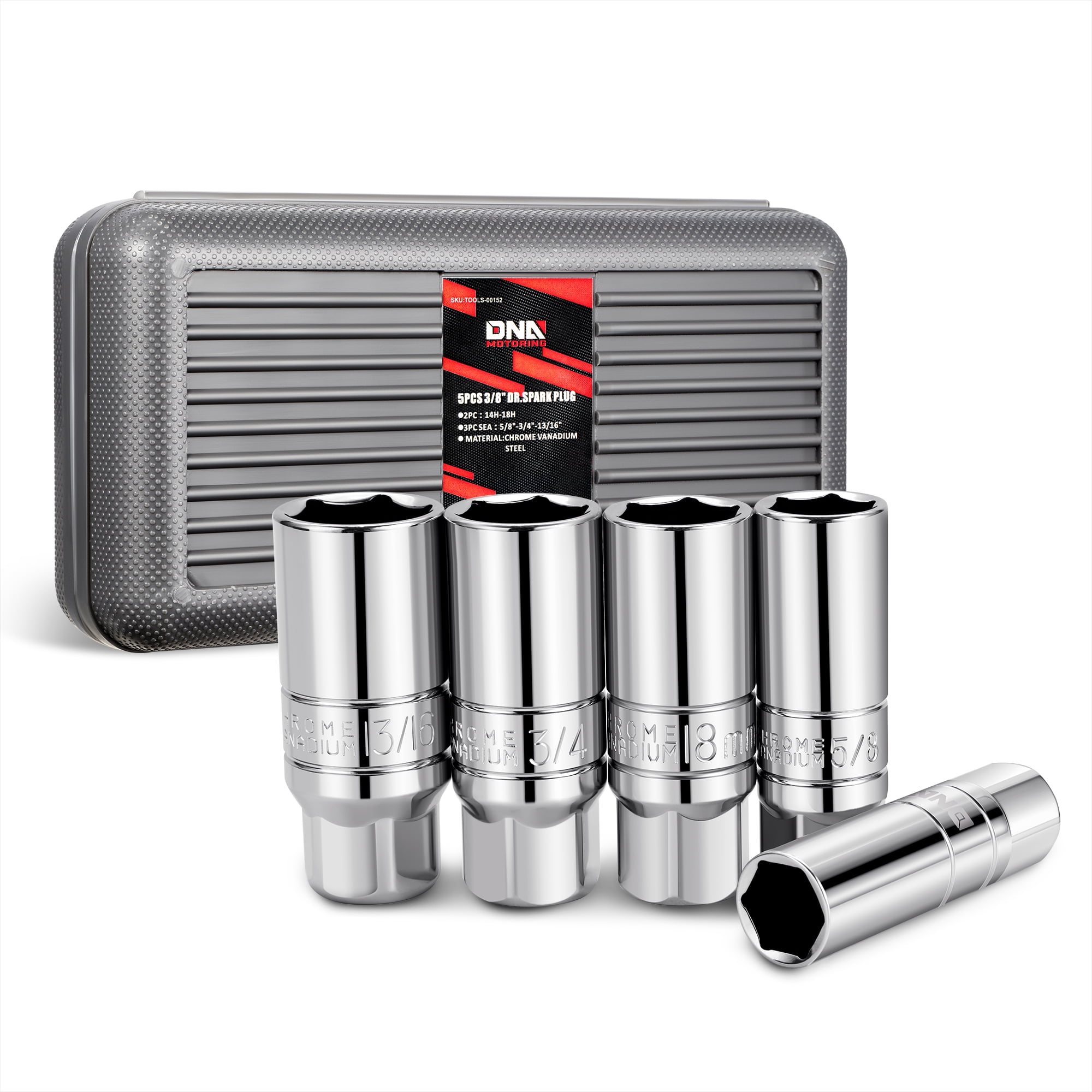 DNA Motoring TOOLS-00152 5 Pcs Chrome-Vanadium Steel Laser-etched 3/8 ...