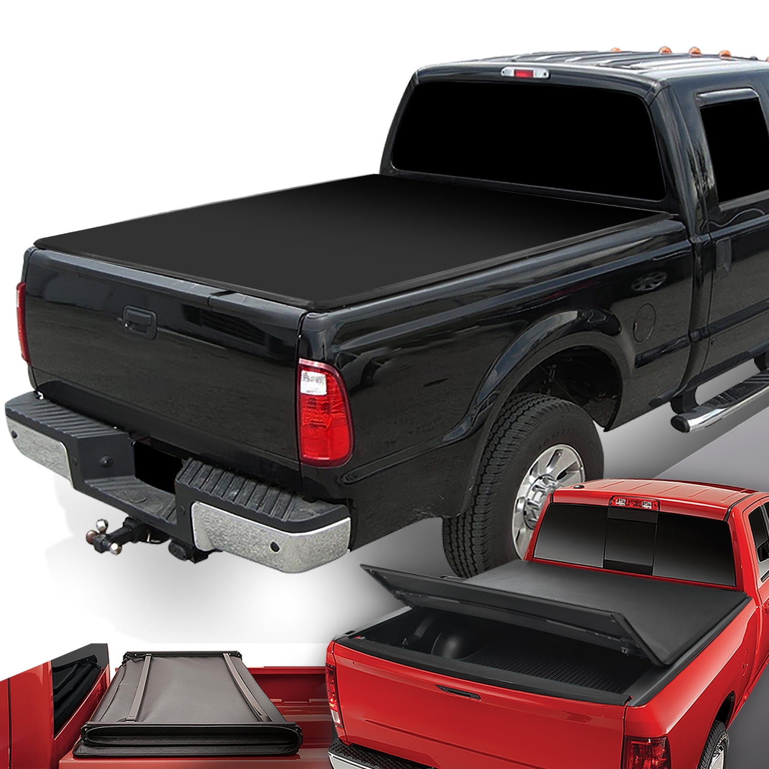 DNA Motoring Adjustable Tri-Fold Soft Top Tonneau Cover for 99-14 Ford ...