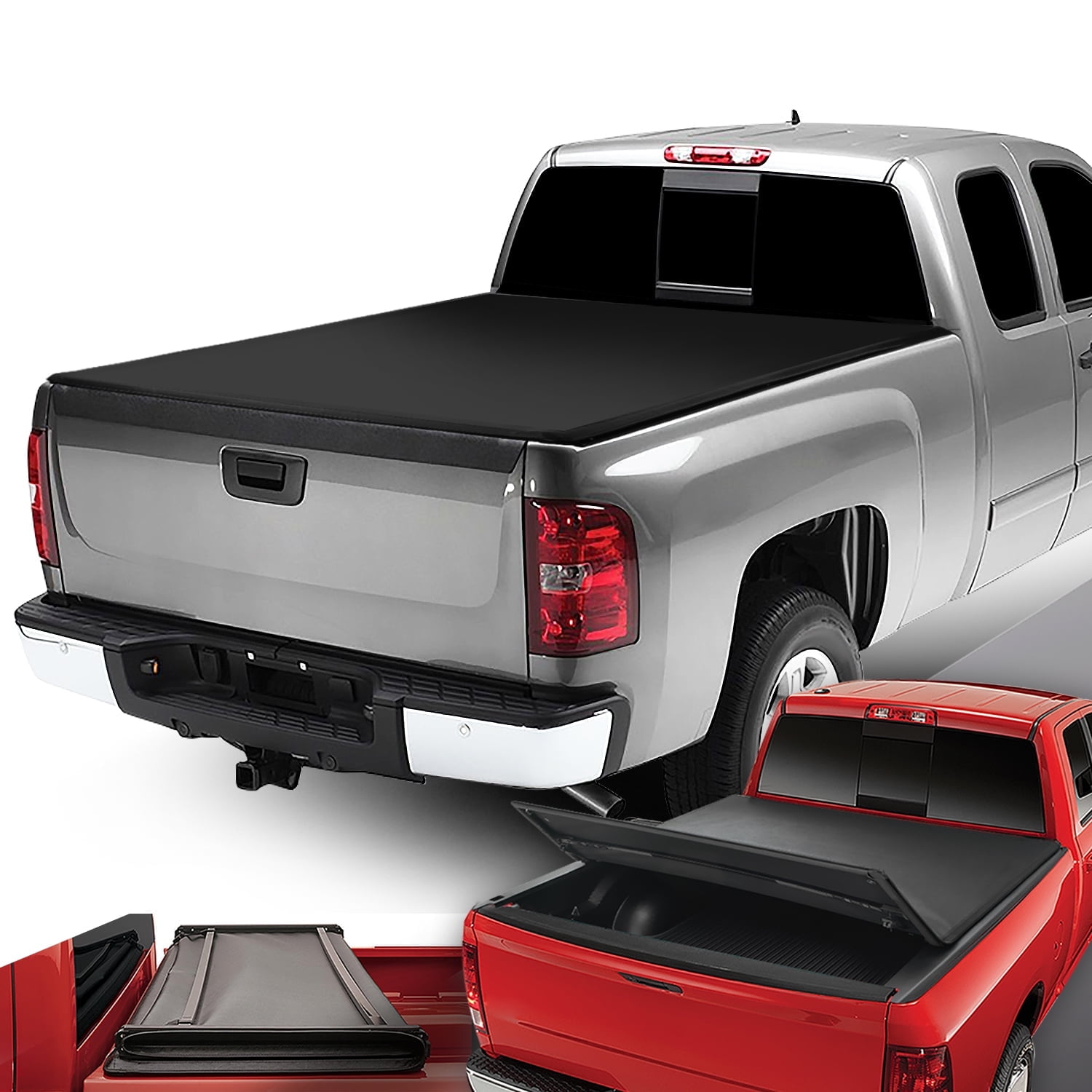 DNA Motoring Tri-Fold Soft Top Tonneau Cover for 2007-2018 Chevy Silverado/GMC Sierra 1500 5.75 ...
