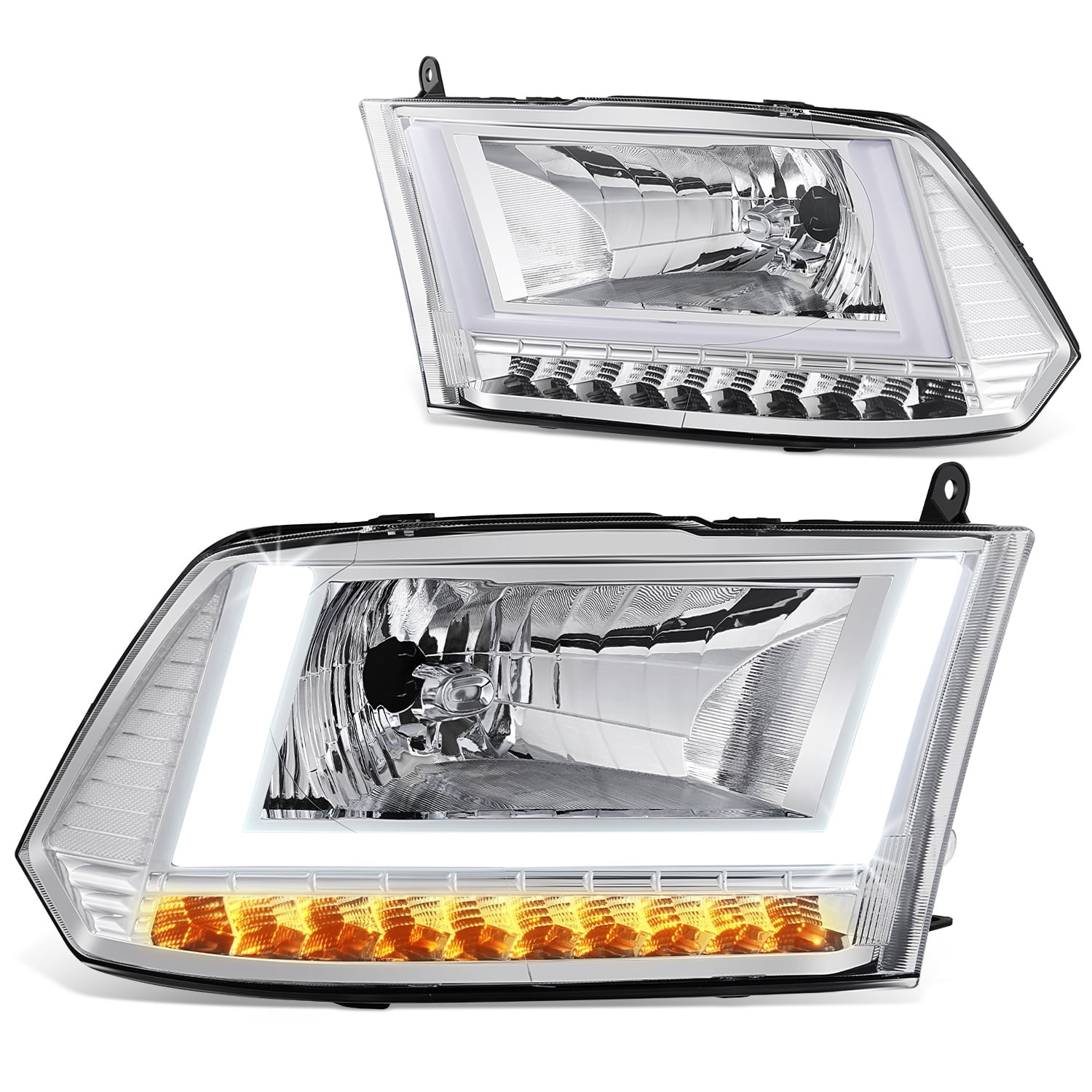 DNA Motoring U-LED DRL DRL Sequential Signal Headlights for 09-14 RAM ...