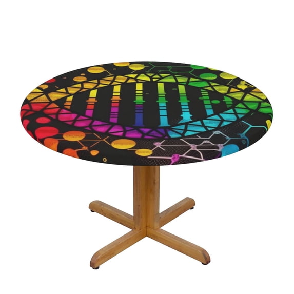 DNA Rainbow LGBT Pride Science Round Fitted Tablecloth Elastic Edged ...