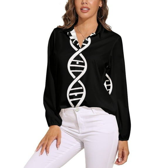 DNA Strand-2 Vntage Casual Long Sleeve Shirt Blouse Woman Streetwear ...