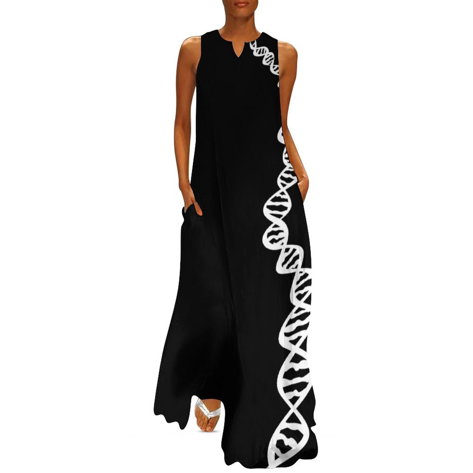 DNA strand - white Long Dress dresses with long sleeves evening dress ...