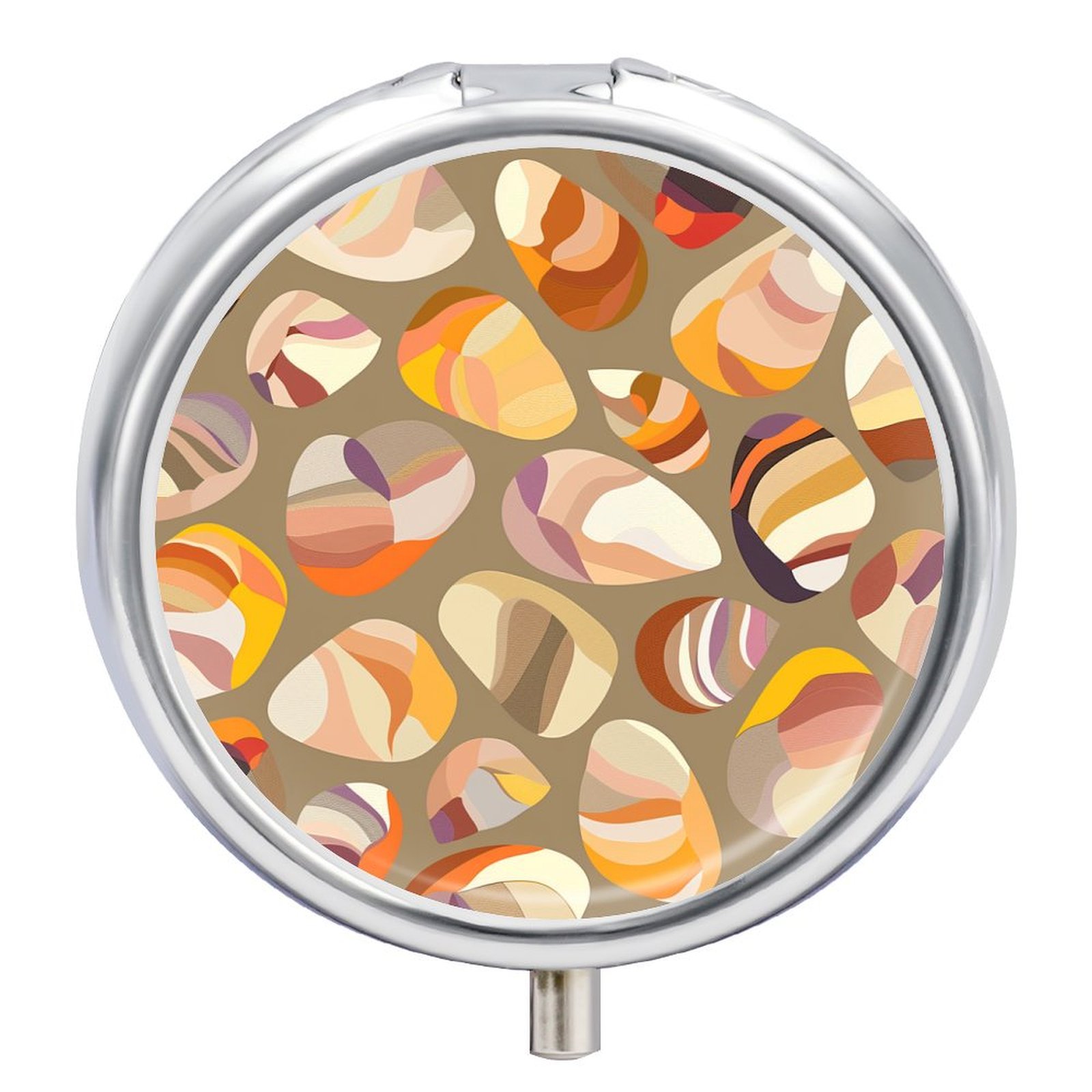 DNAGSB Beach Shells Glow - 224 Round Pill Box, 3 Compartment Pill Case ...