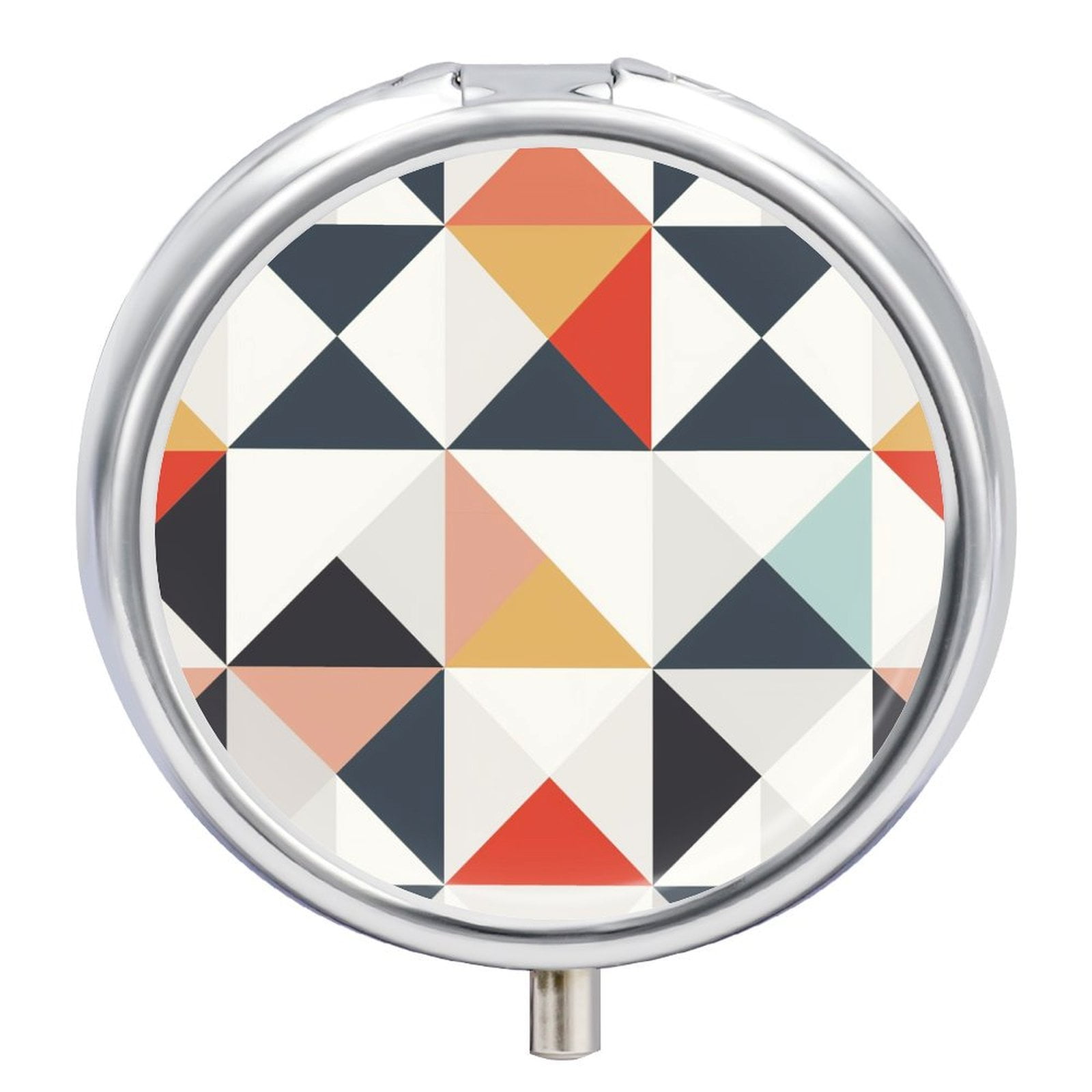 DNAGSB Classic Geometric Checks 48 Round Pill Box, 3 Compartment Pill ...