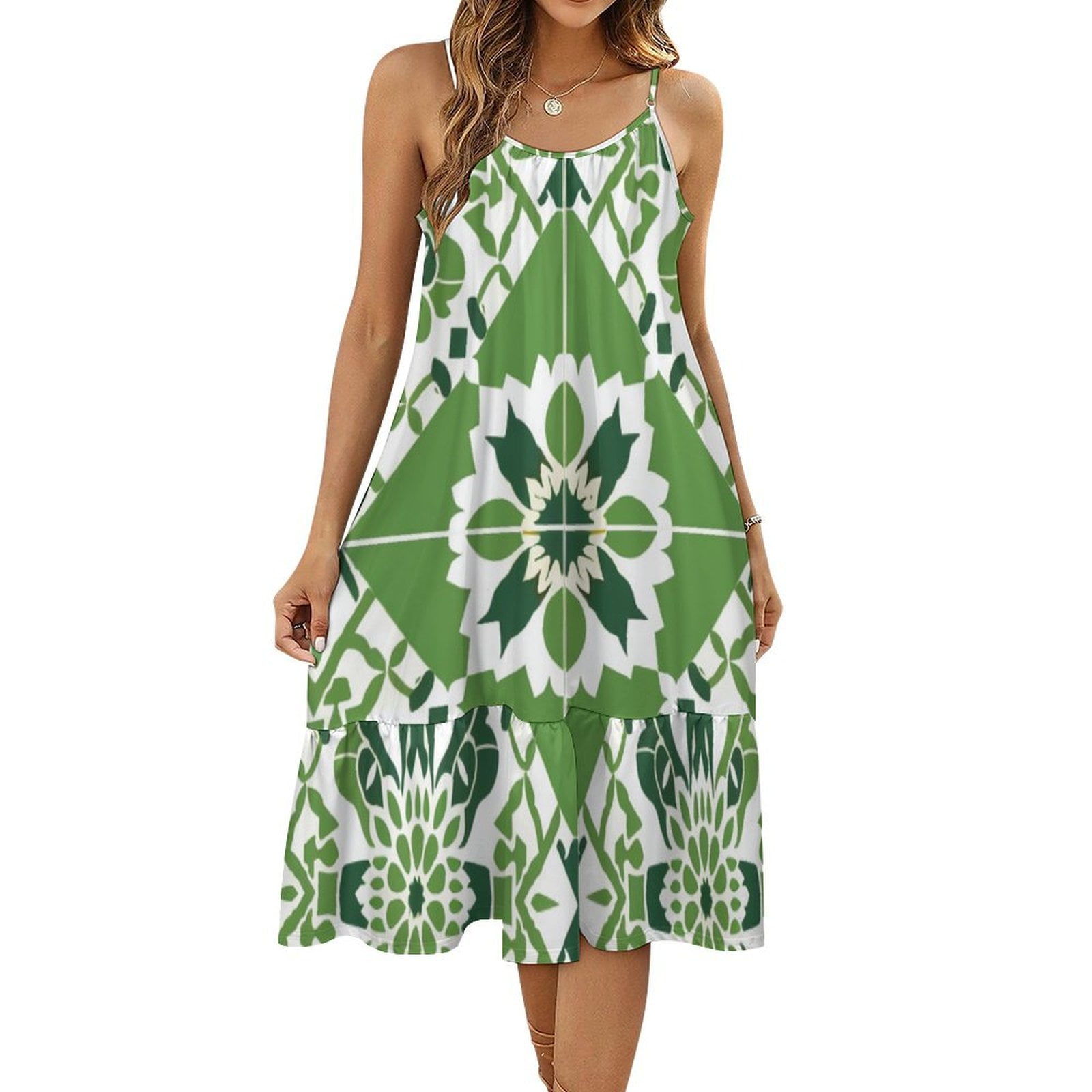 HANSHBDB Ethnic Green Moroccan Design-478 Women's Maxi Summer Dress ...
