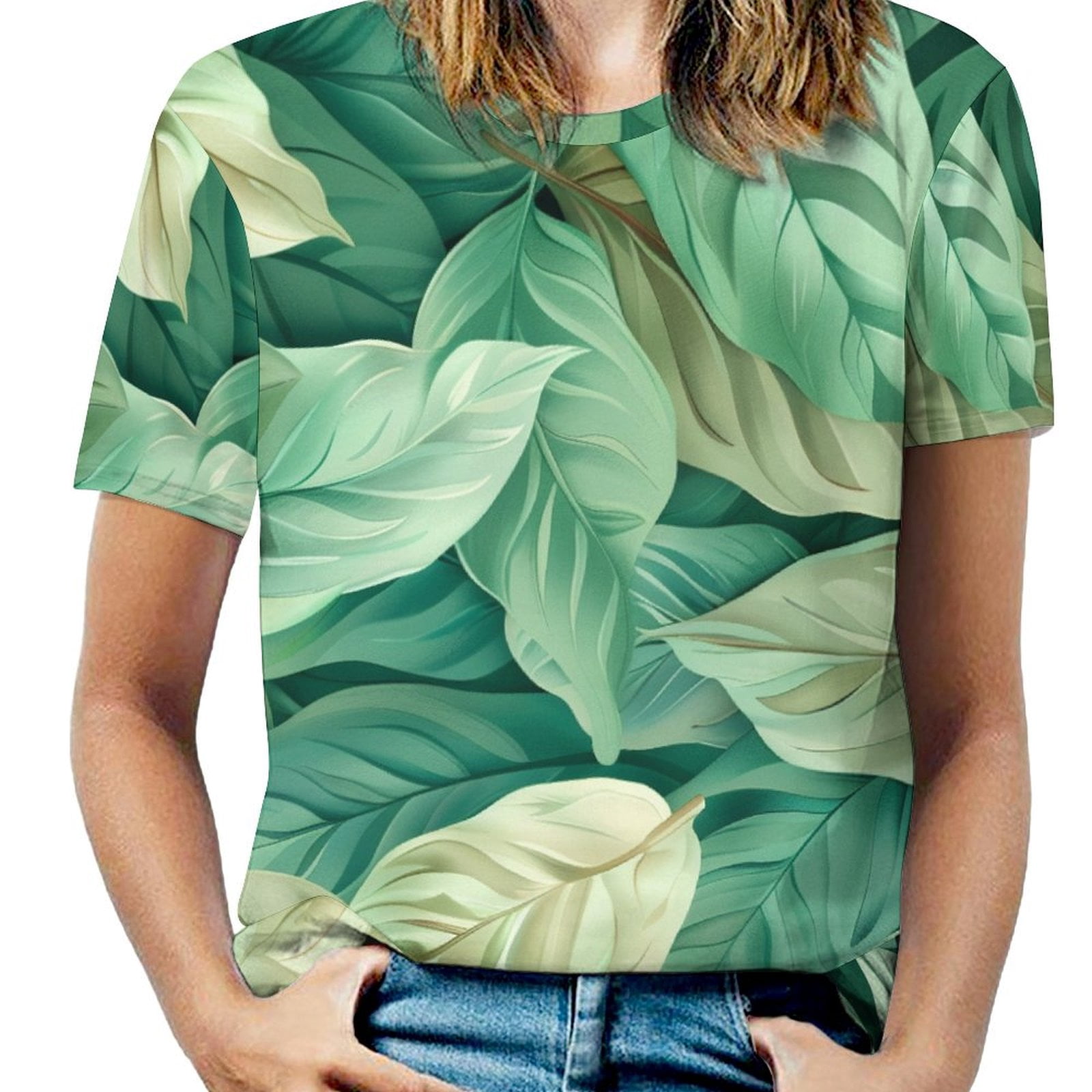 DNAGSBBSN Fresh Leaves-42 Full Print Graphic T Shirts, Short Sleeve ...