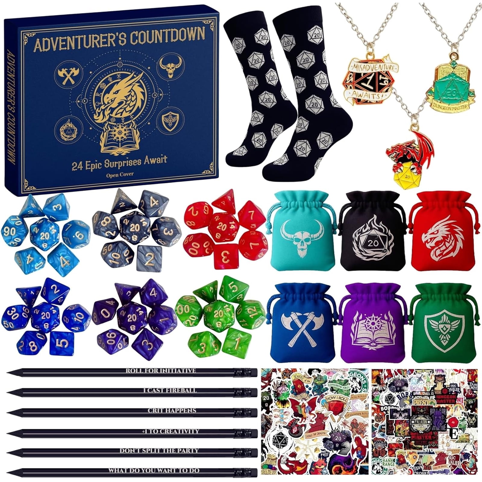 DND Dice Advent Calendar 2025 - 24-Day Countdown with 6 Dice Sets ...