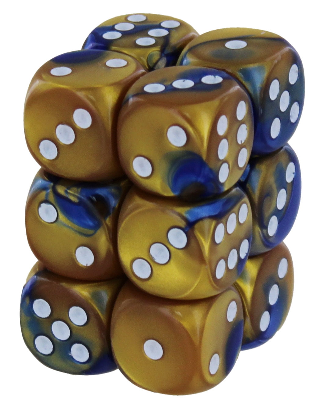 DND Dice Set-Chessex D&D Dice-16mm Gemini Blue, Gold, and White Plastic ...