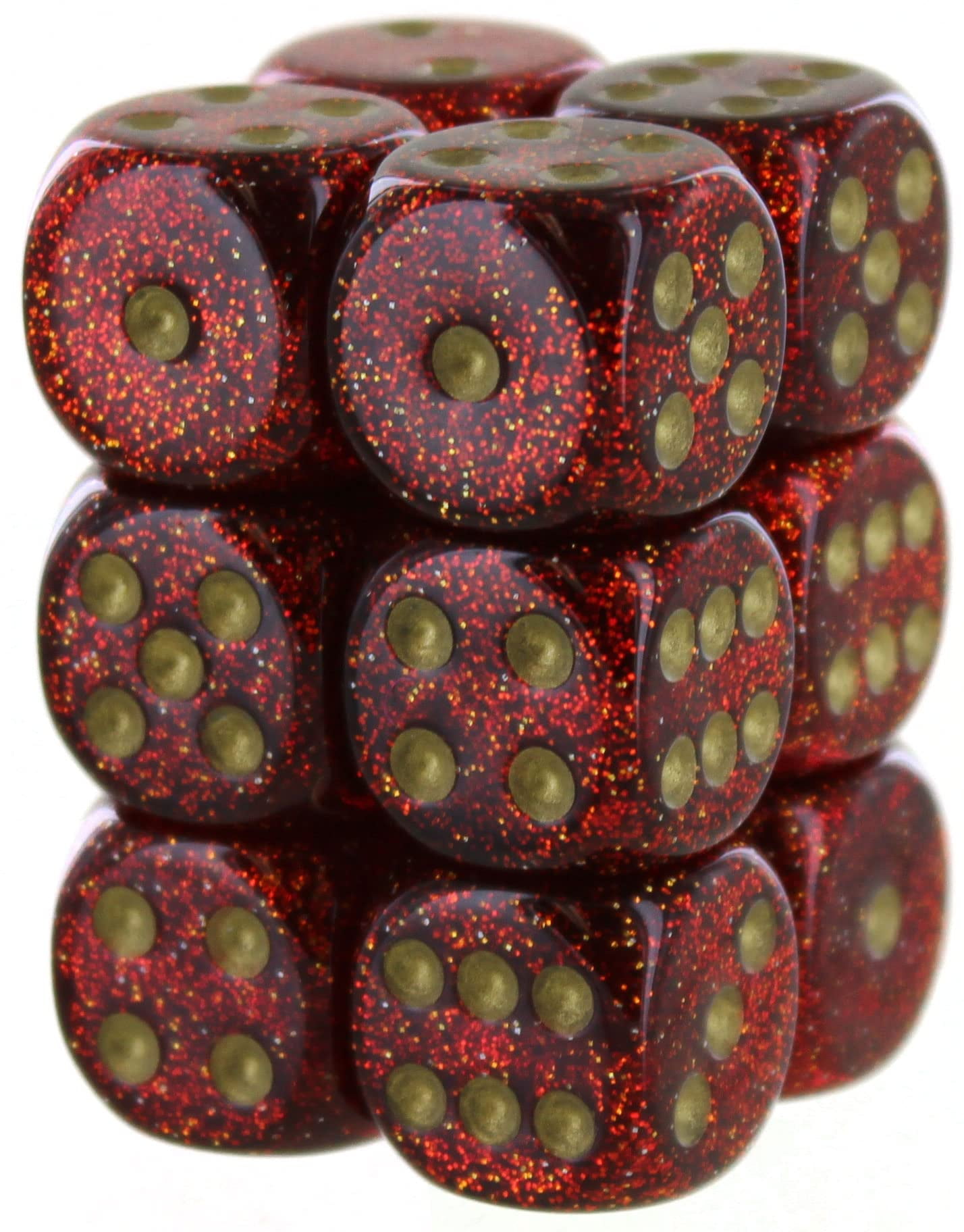 DND Dice Set-Chessex D&D Dice-16mm Glitter Ruby and Gold Luminary ...